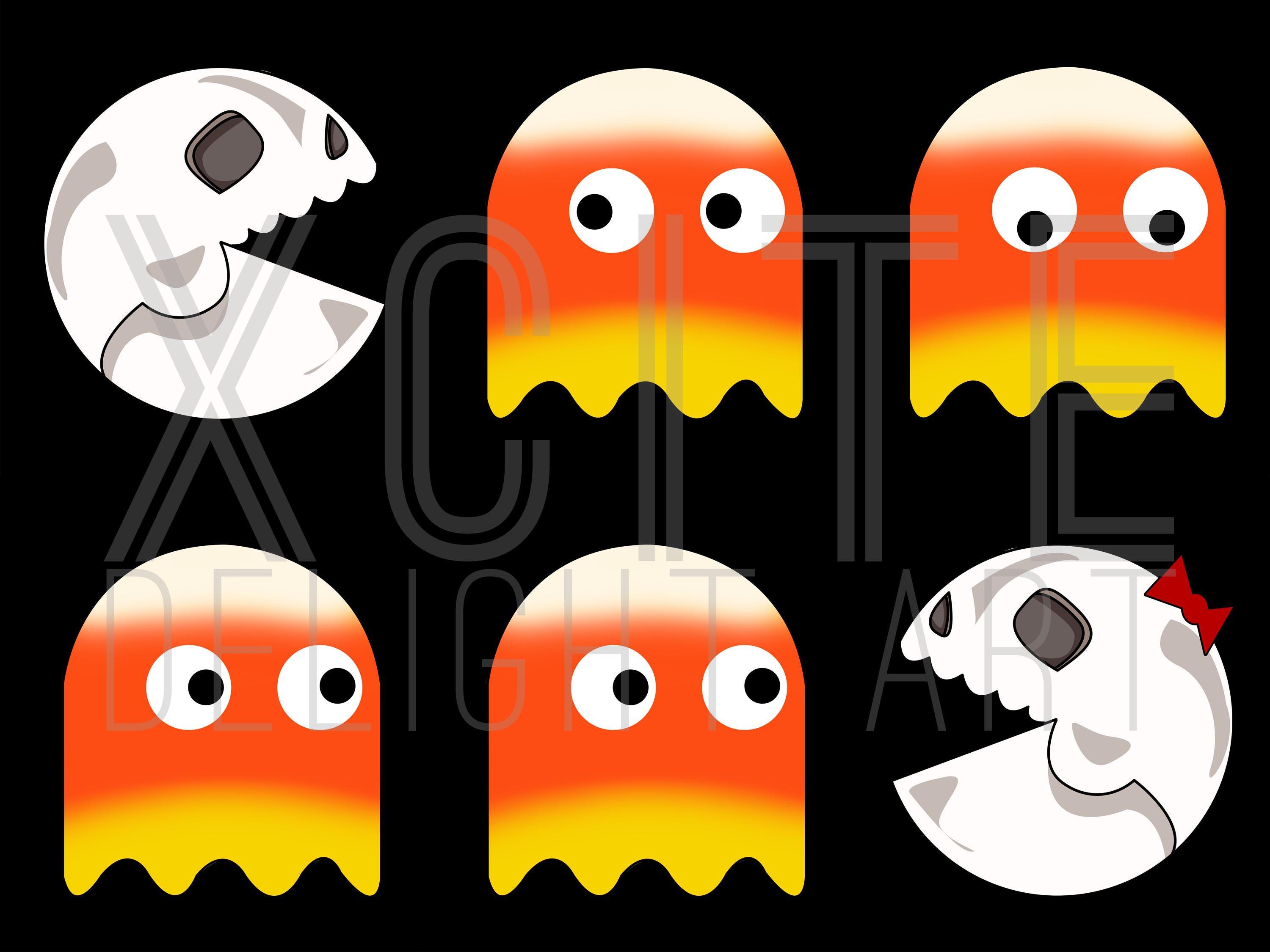 Halloween Skeleton Pac Man Candy Corn Ghosts, Digital Download ...