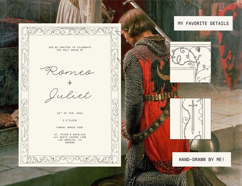 Medieval Template | Elegant Printable Invite Set – Vintage PDF Download ...