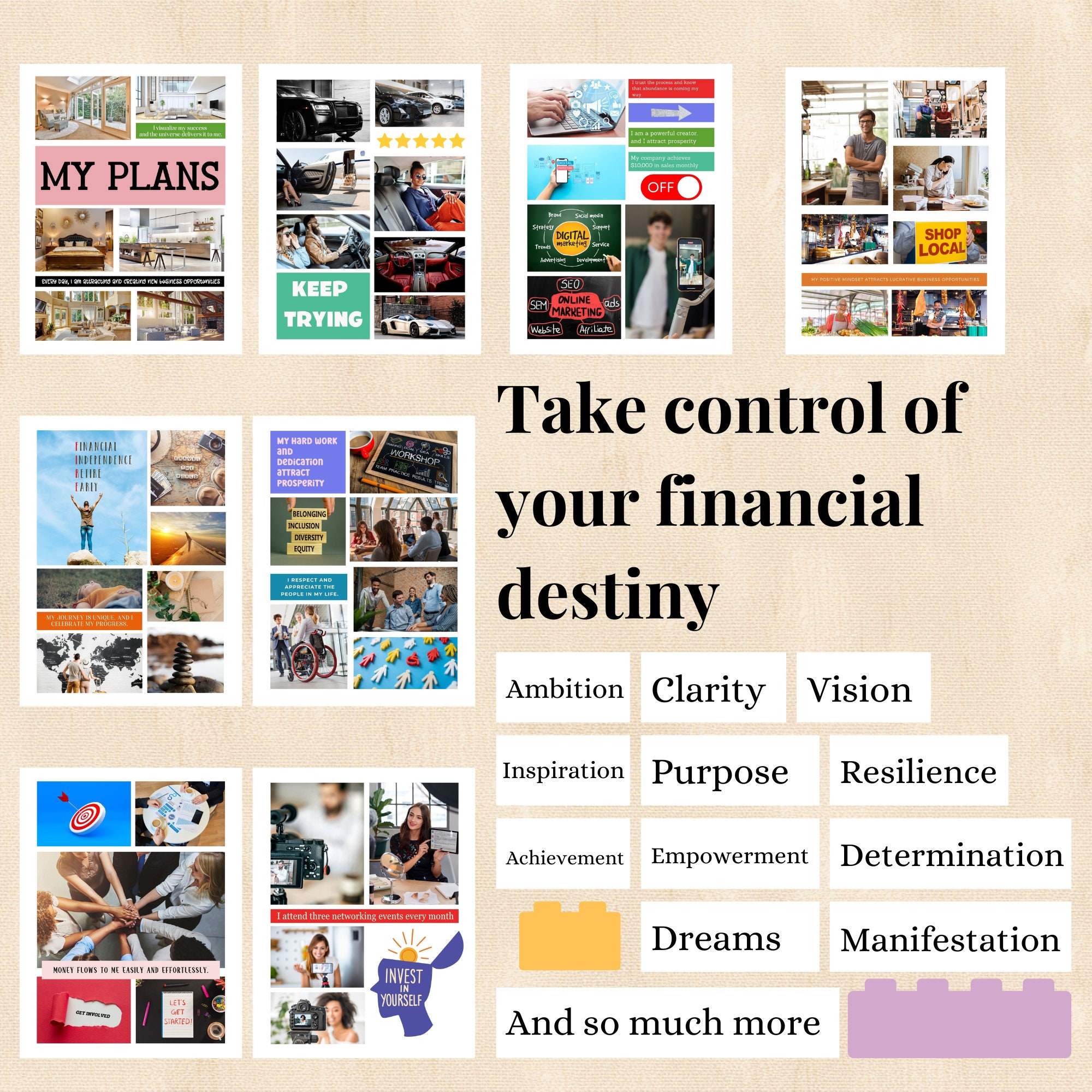 Money & Business Vision Board Printables, 300 Images, Words, Phrases ...