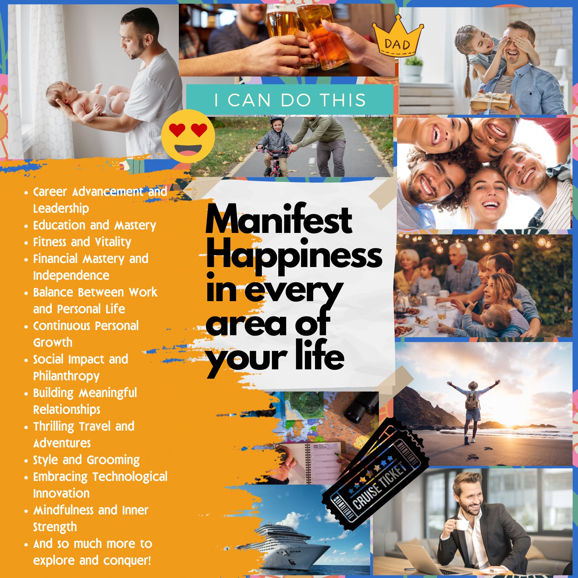 Vision Board Printables for Men, 300 Inspiring Pictures, Words and ...
