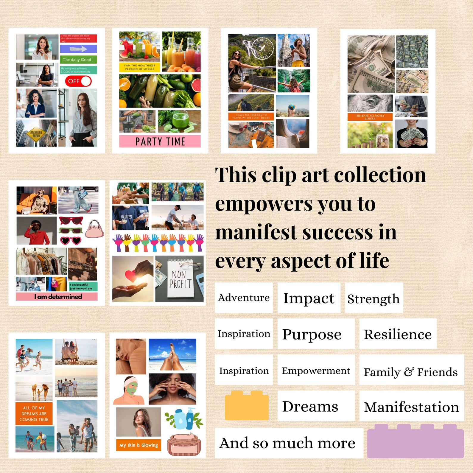 2025 Vision Board Printables, 500 Images, Words, Affirmation Cards ...