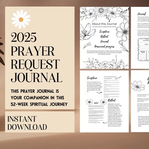 Prayer Journal Printable Template With 52 Week Scripture & Reflections ...