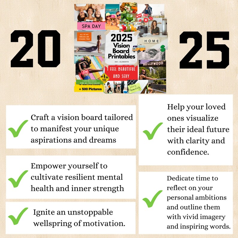 2025 Vision Board Printables, 500 Images, Words, Affirmation Cards ...