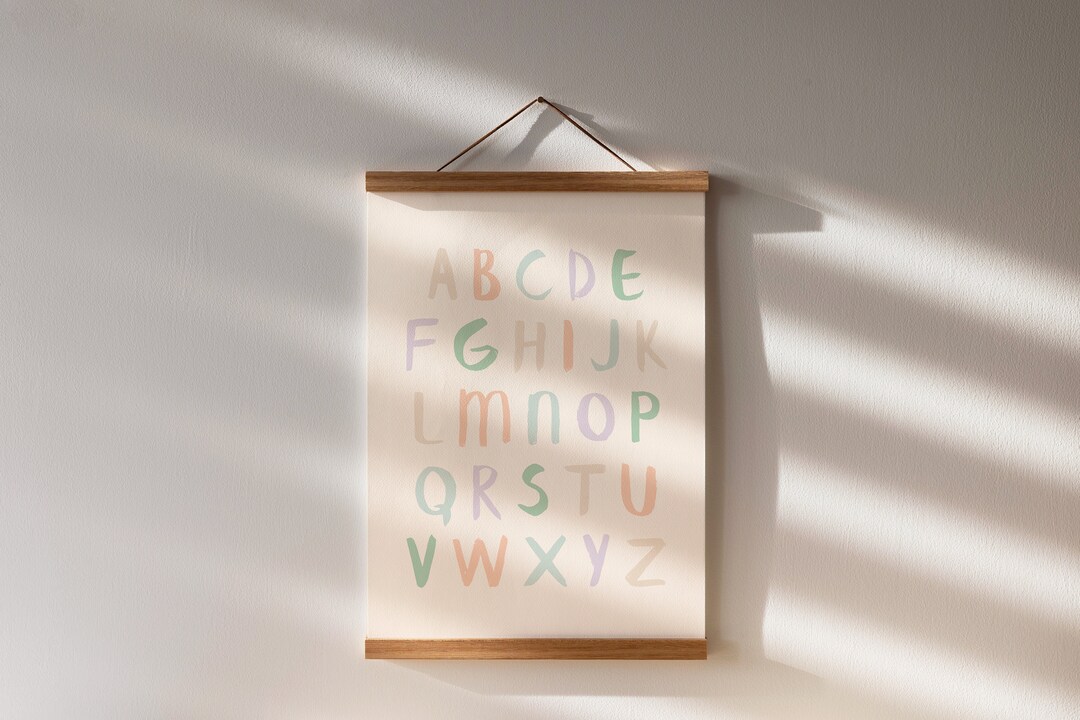 Pastel ABC Alphabet Poster Nursery Wall Art Printable Kids Room Decor ...