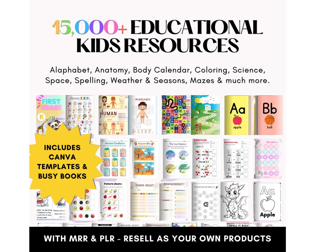 15000 Educational Kids Resources Bundle | Children's Learning Bundle ...