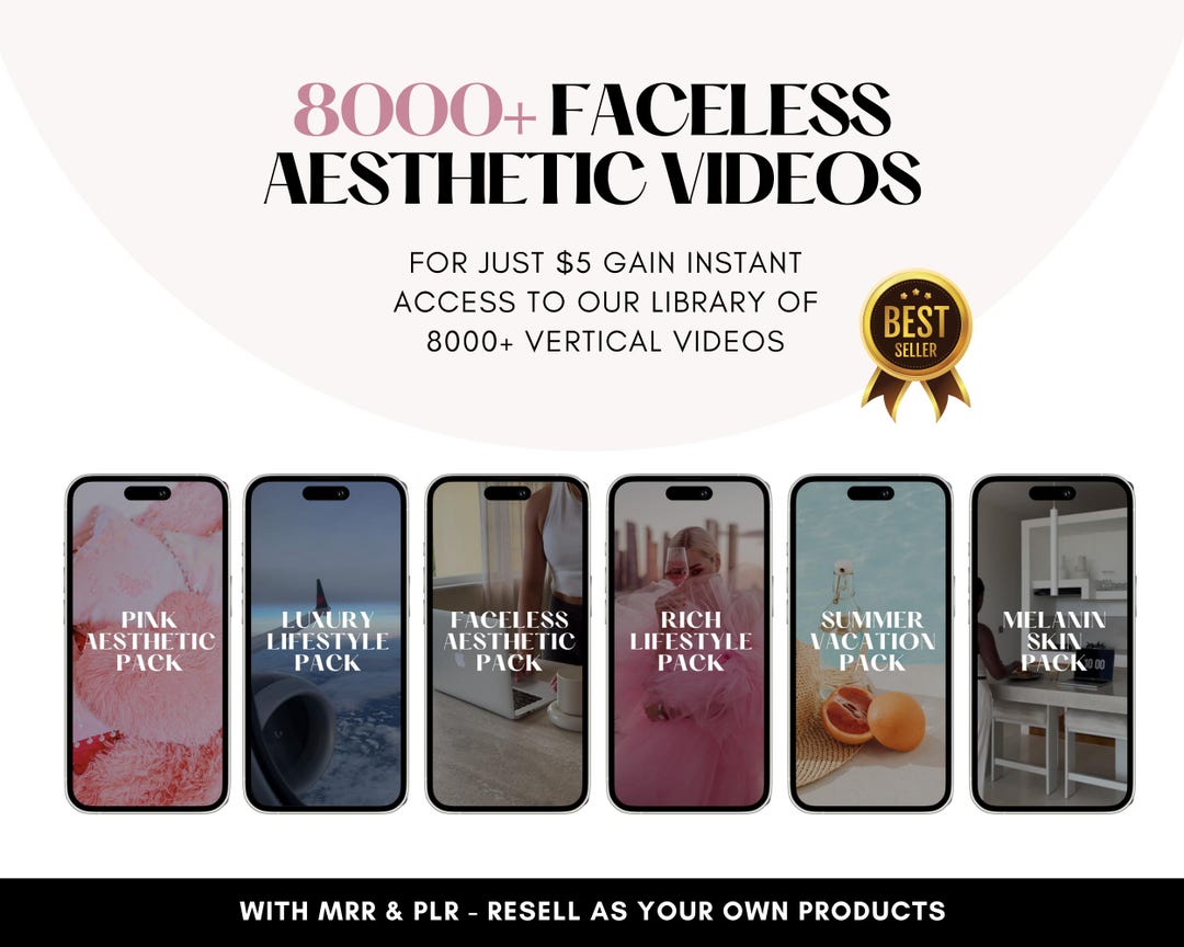 8000 Aesthetic Video Reels Boss Babe Story Master Resell Rights MRR & Private Label Rights PLR ...