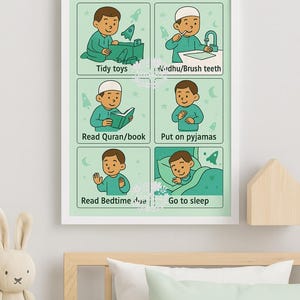 Islamic Bedtime Routine Chart: Muslim Kids Night Routine Poster ...