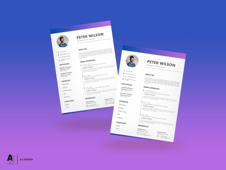 Minimalist Modern Professional CV Resume, Resume Edit With Canva, Minimalist Resume, CV Template ...