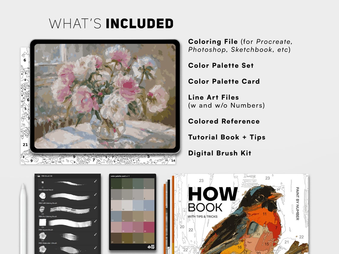 Paint by Number Kit Digital Download Printable Set Photoshop Procreate ...