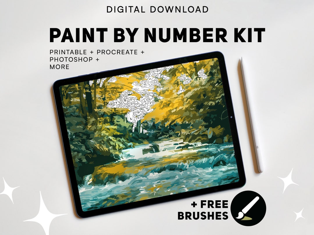 Paint by Number Kit Digital Download Printable Set Photoshop Procreate ...
