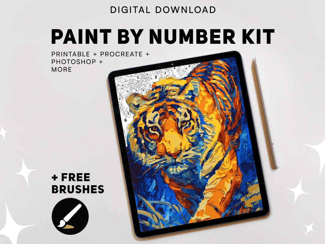 Digital Paint by Number Kit Printable Art Set Photoshop Procreate ...