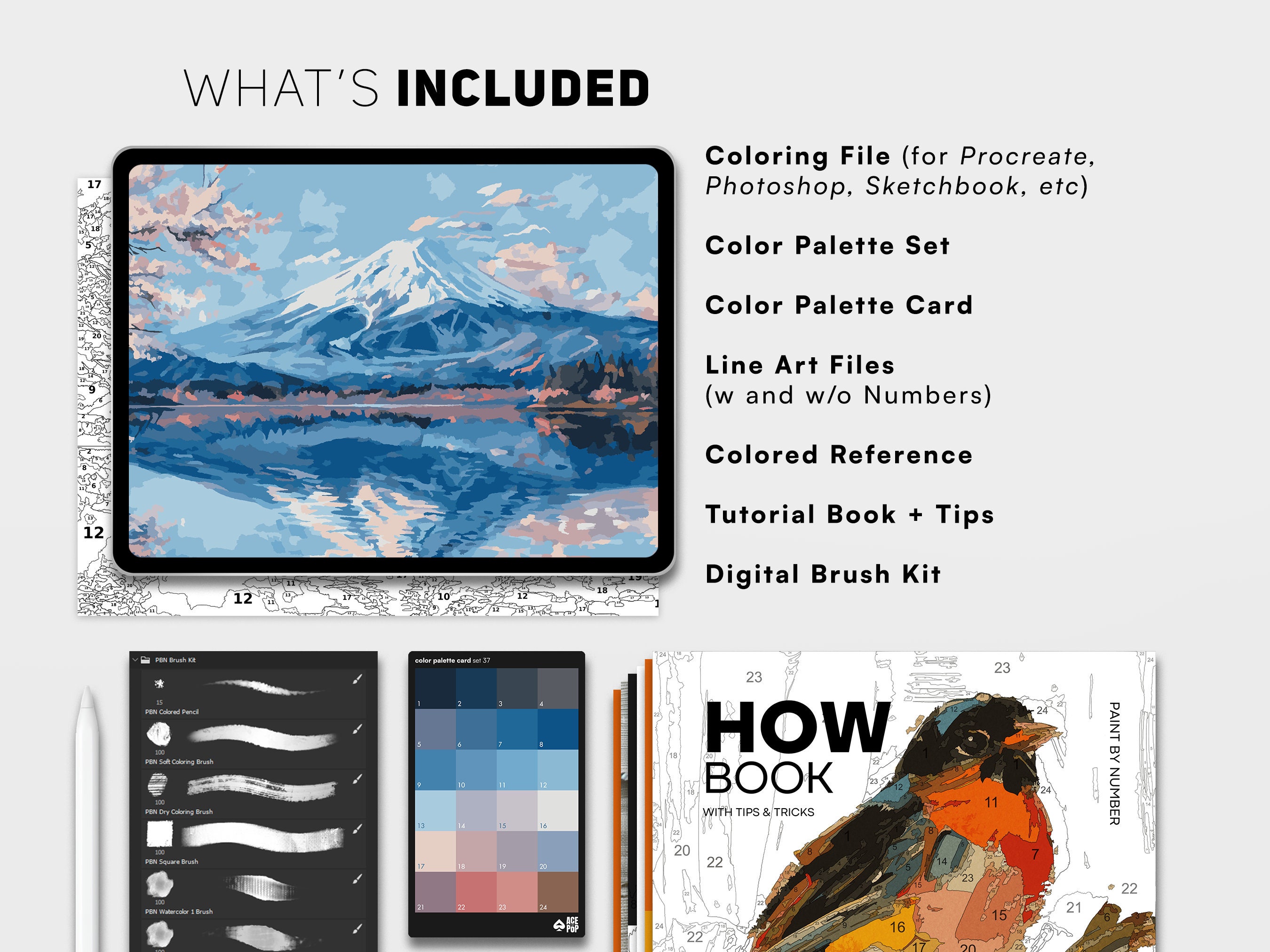 Paint by Number Kit Digital Download Printable Set Photoshop Procreate ...