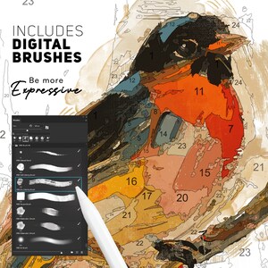 Digital Paint by Number Kit Printable Art Set Template Procreate ...