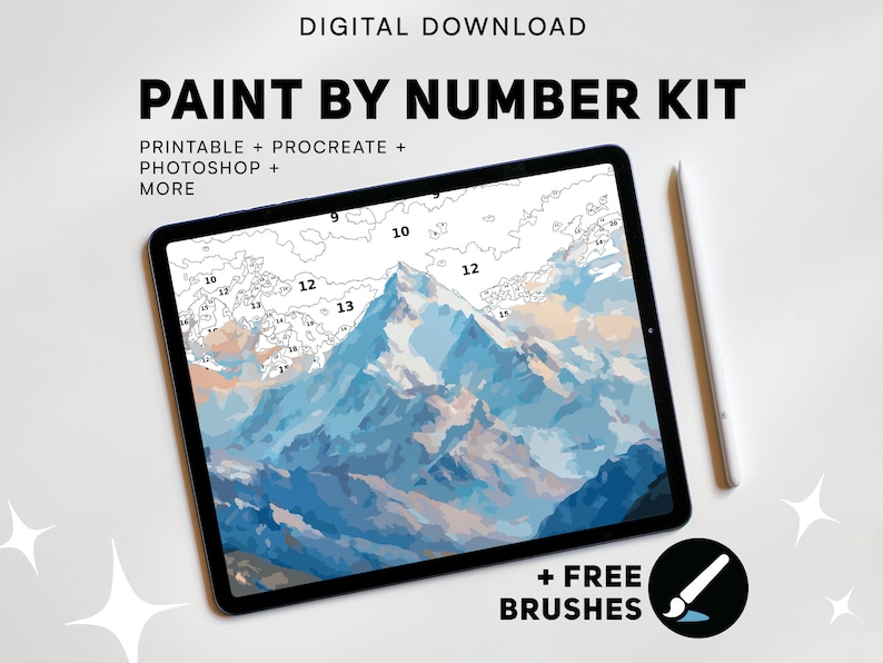 Paint by Number Kit Digital Download Printable Set Procreate Template ...