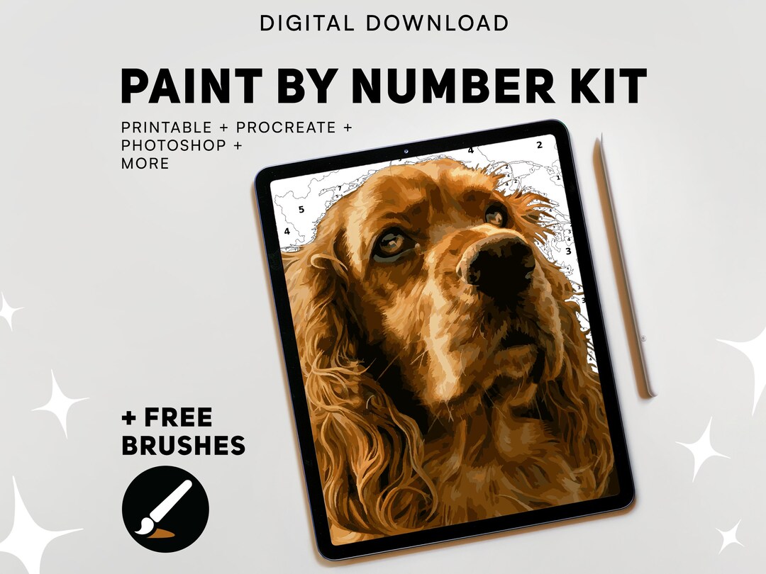 Digital Paint by Number Kit Printable Set Photoshop Procreate Template ...