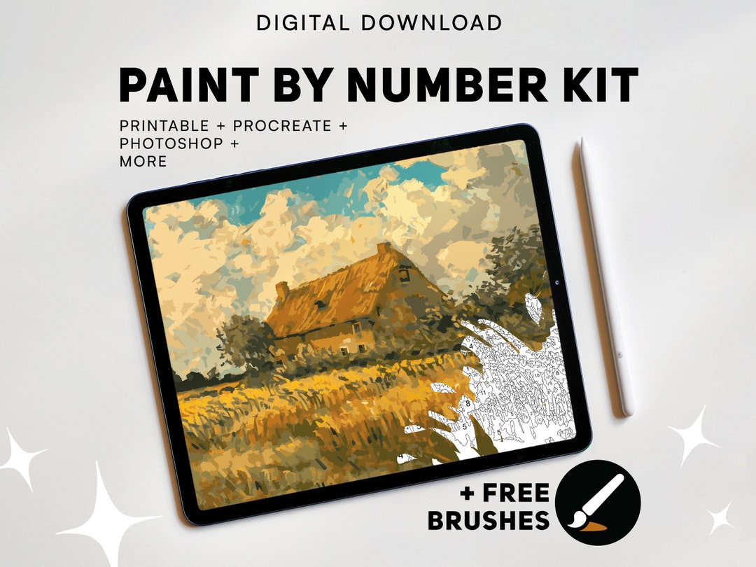 Digital Paint by Number Kit Printable Art Set Photoshop Procreate ...