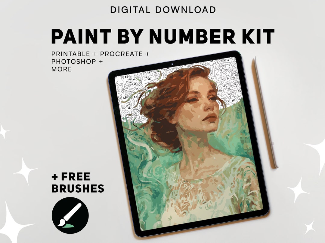 Digital Paint by Number Kit Printable Set Photoshop Procreate Brushes ...
