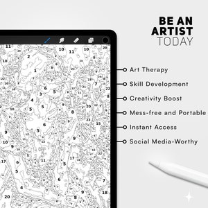 Paint by Number Kit Digital Download Printable Procreate Set Template ...