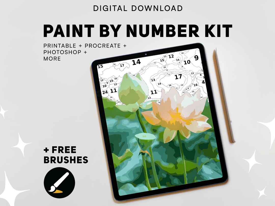 Paint by Number Kit Digital Download Printable Art Photoshop Procreate ...