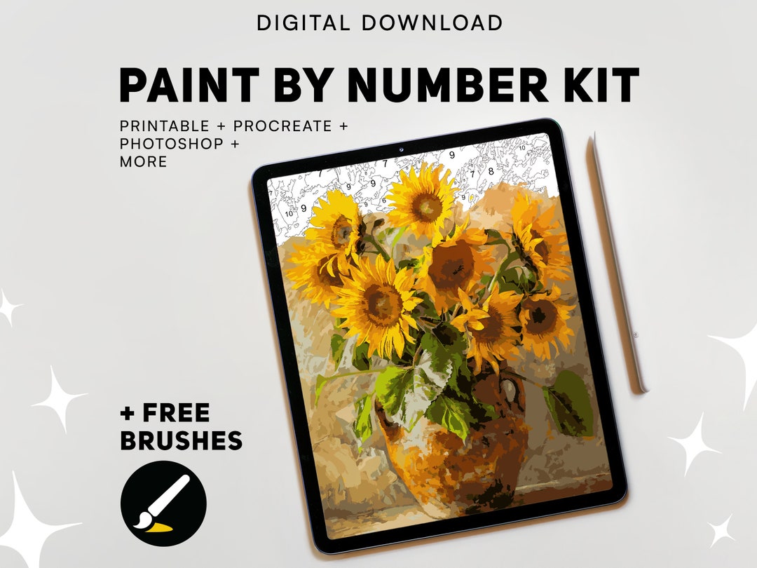 Paint by Number Kit Digital Download Printable Art Set Photoshop ...