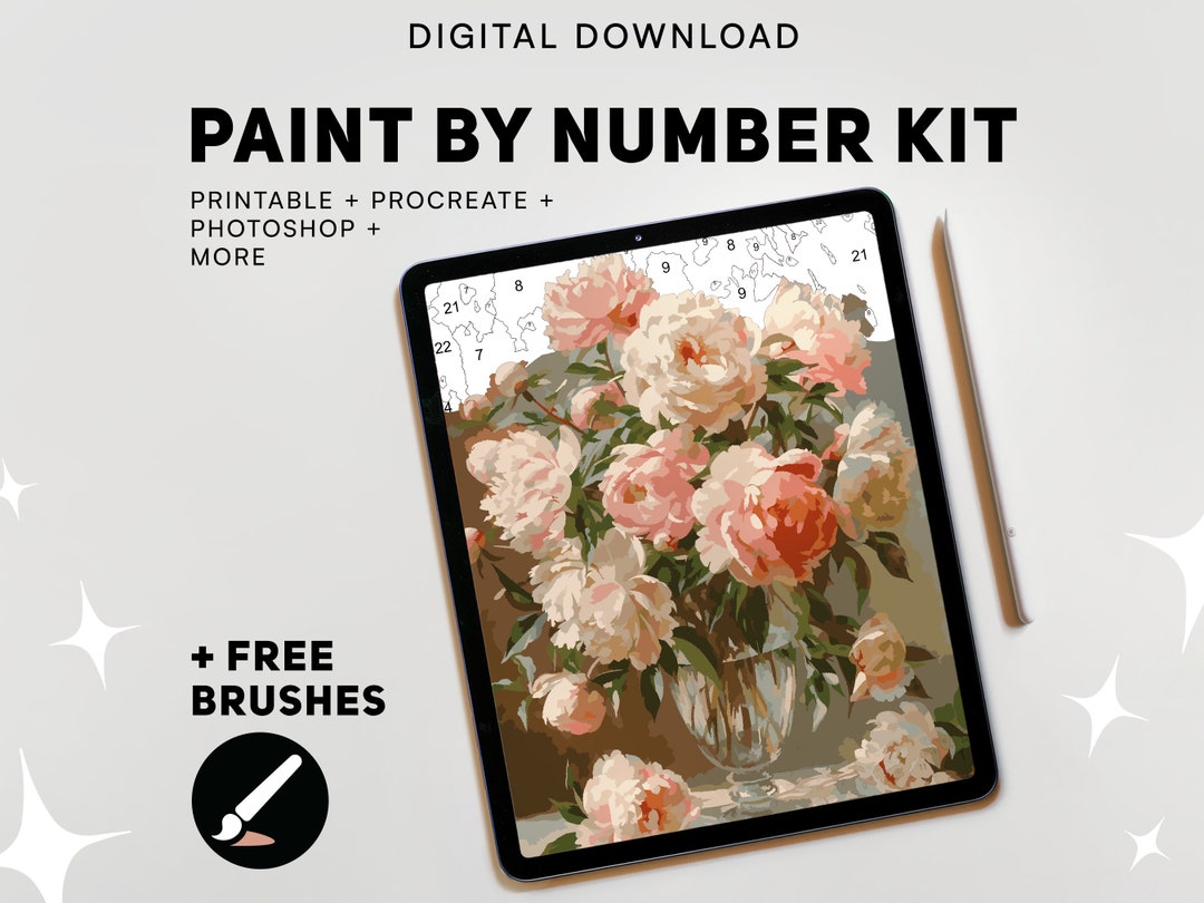 Paint by Number Kit Digital Download Printable Art Set Photoshop ...