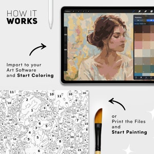 Paint by Number Kit Digital Download Printable Procreate Set Template ...