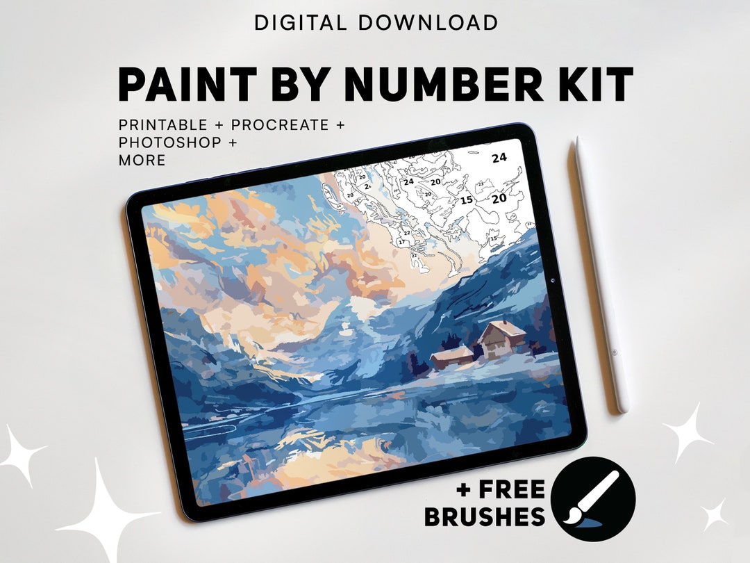Digital Paint by Number Kit Printable Art Set Template Procreate ...