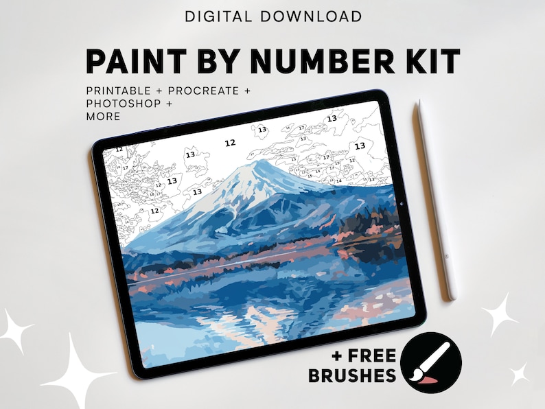 Paint by Number Kit Digital Download Printable Set Photoshop Procreate ...