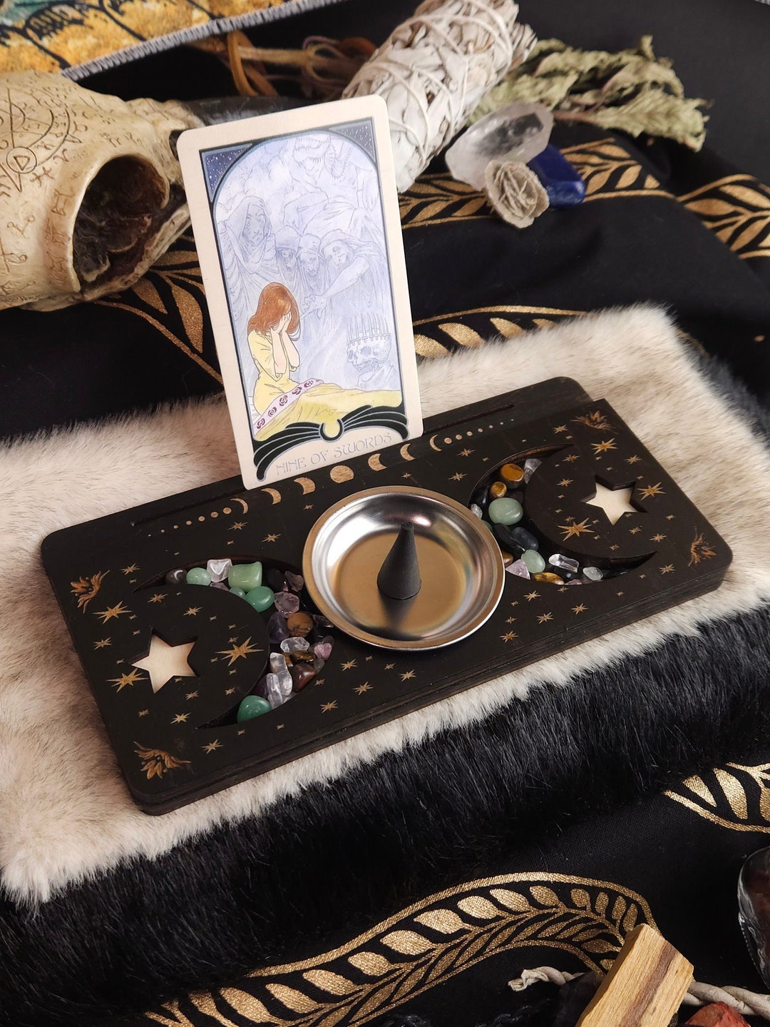 Tarot Card Stand, Oracle Card of the Day, Occult Decor, Occult Incense ...