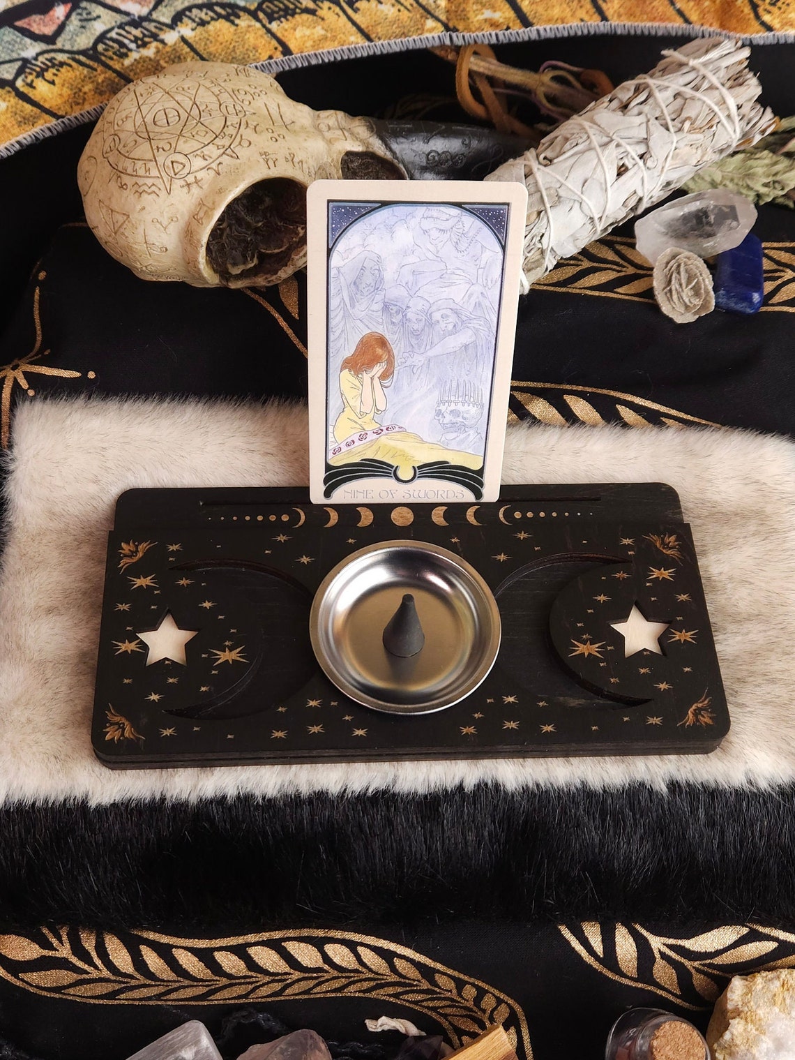 Tarot Card Stand, Oracle Card of the Day, Occult Decor, Occult Incense ...