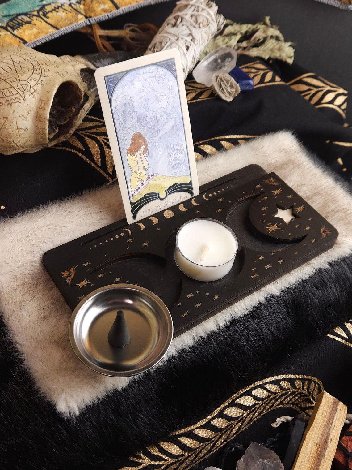 Tarot Card Stand, Oracle Card of the Day, Occult Decor, Occult Incense ...