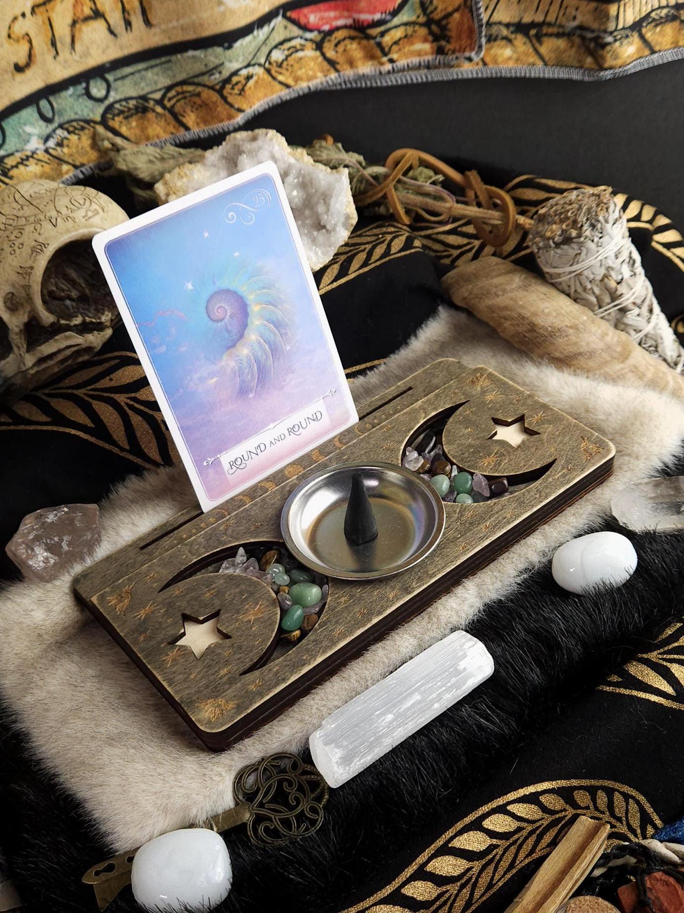 Tarot Card Stand, Oracle Card of the Day, Occult Decor, Occult Incense ...