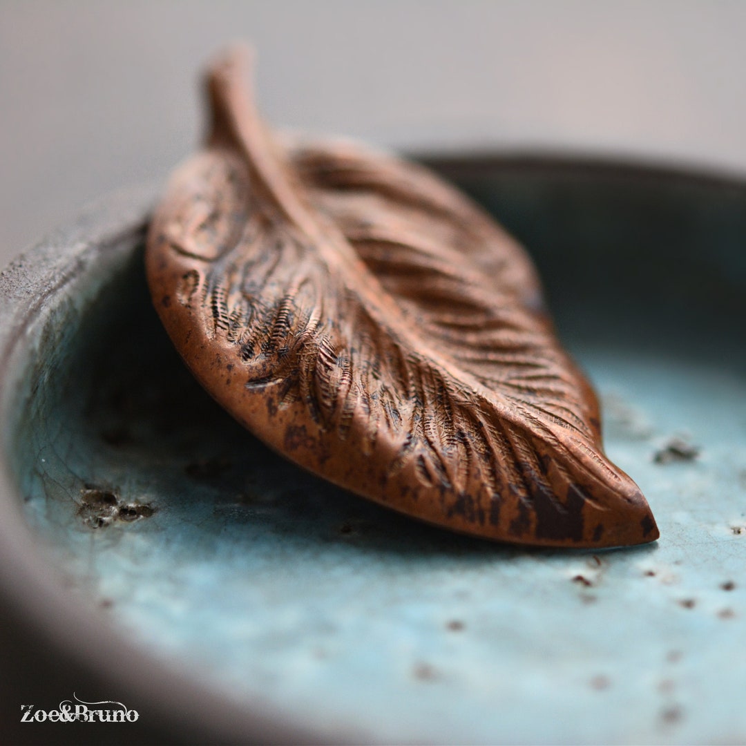 1 Vintaj Brass, Solid Copper, Mission Leaf Pendant 54x32.5mm - Etsy