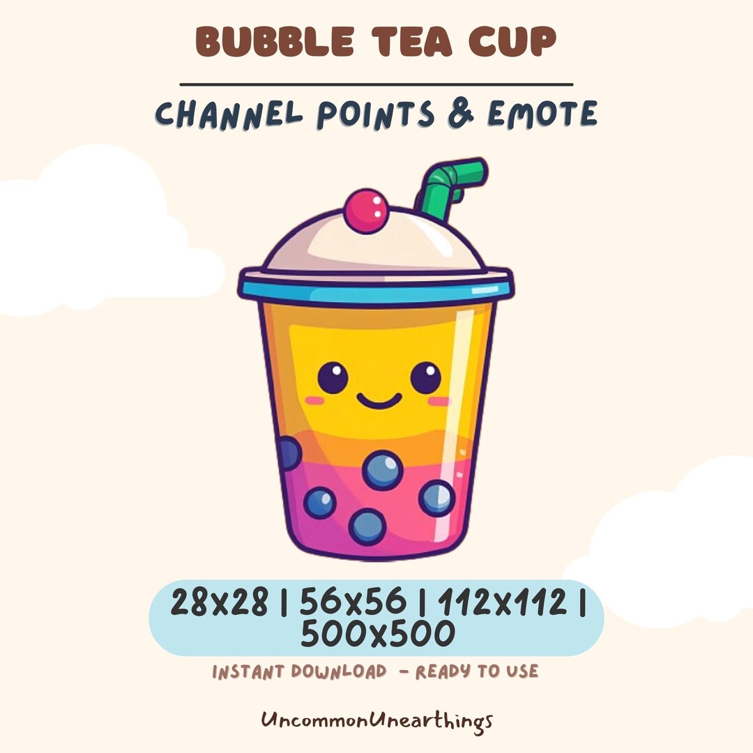 Kawaii Bubble Tea Emote - Cute Channel Points for Twitch & Discord ...