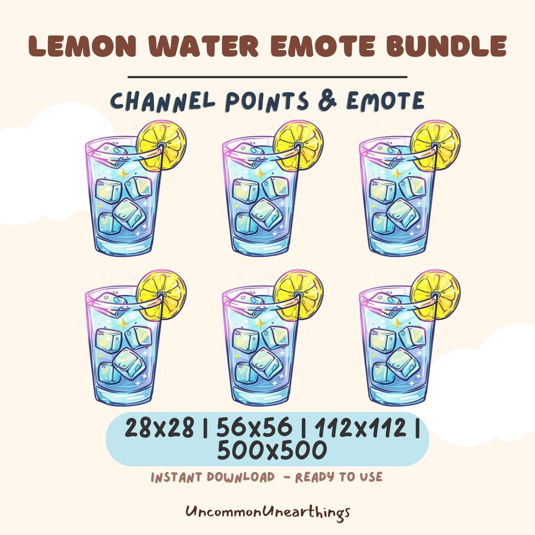 Lemon Water Emote Bundle - 6x Lemon Water Glass Emotes for Channel ...