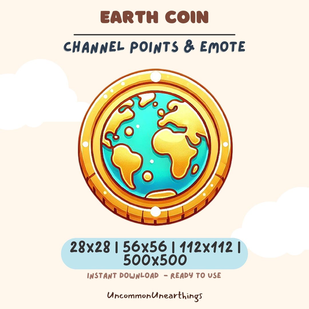 Earth Coin Emote for Twitch Channel Points | Kawaii Globe Sub Badge - Etsy