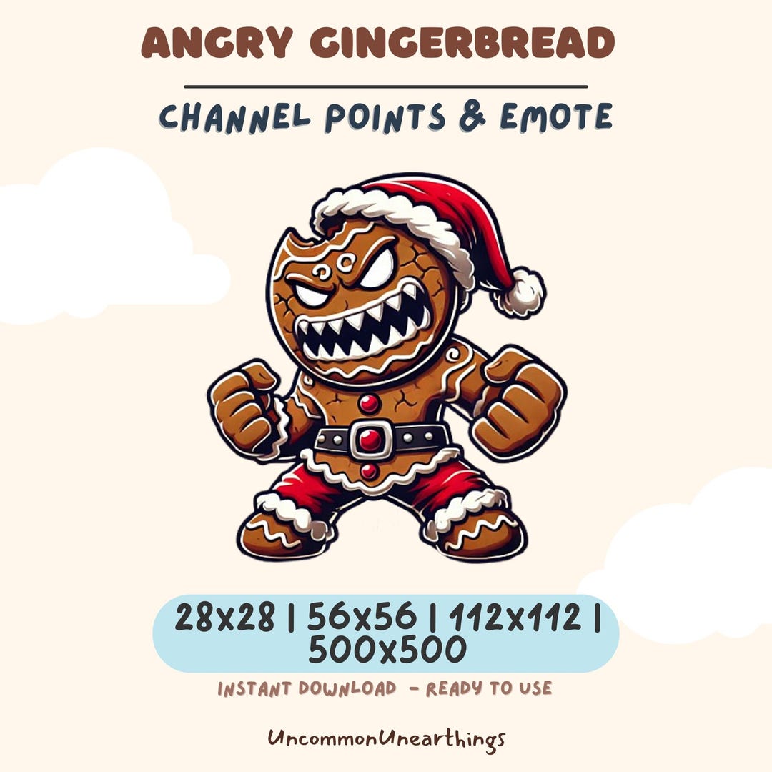 Angry Gingerbread Emote for Channel Points Festive Twitch & Discord ...