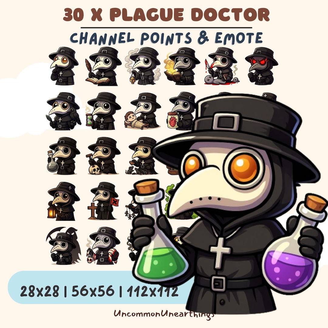 Plague Doctor Emotes Pack | Spooky Twitch Streamer Emotes (digital ...