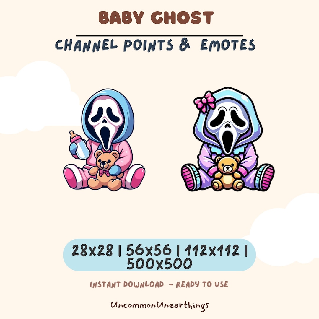 Kawaii Baby Ghostface Emotes With Teddy Bear Bottle Perfect for Channel ...