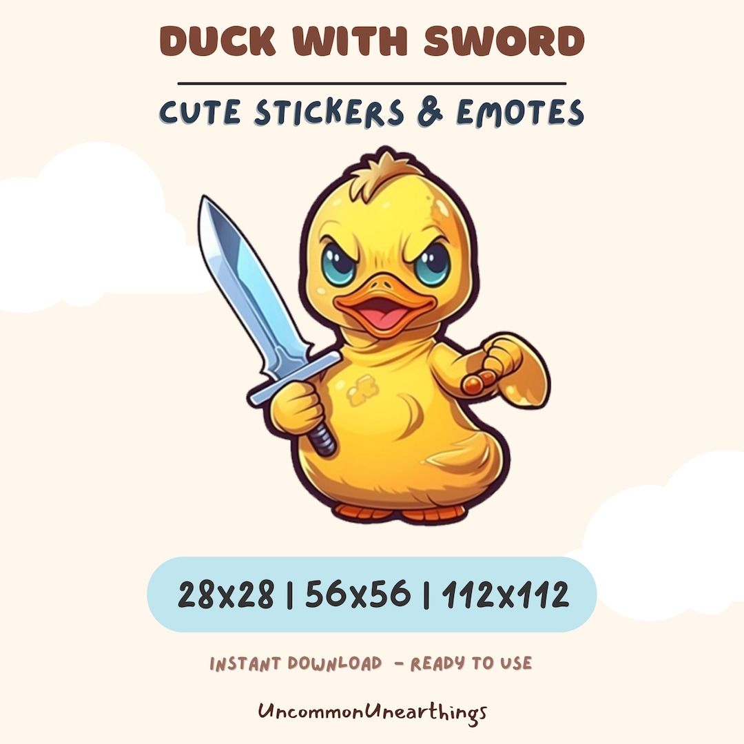 Static Twitch Emote, Duck Sword Emote, Cute| Funny Animal Emote ...