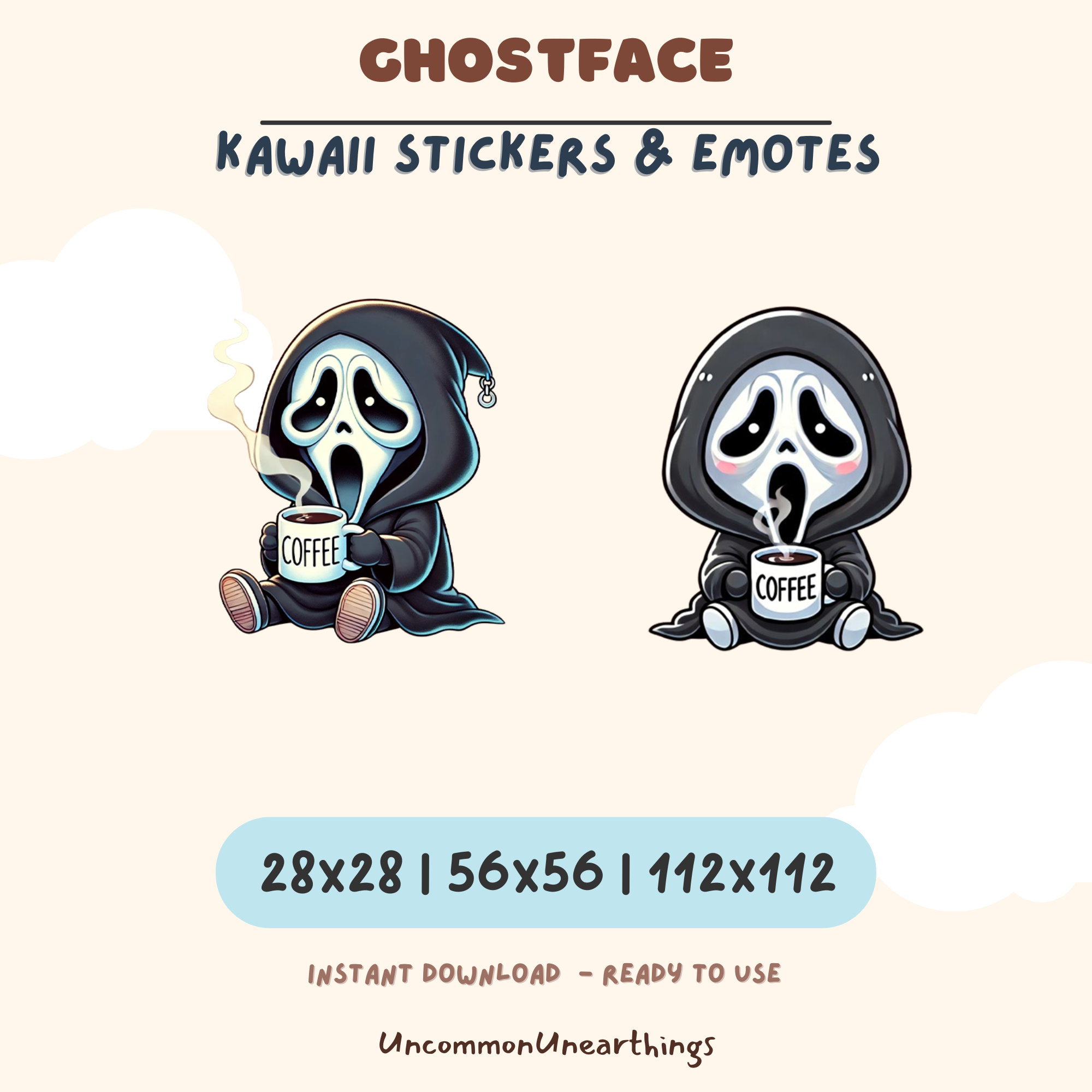 Cute Kawaii Ghostface Emote Stickers for Twitch Discord Youtube Halloween - Etsy Canada