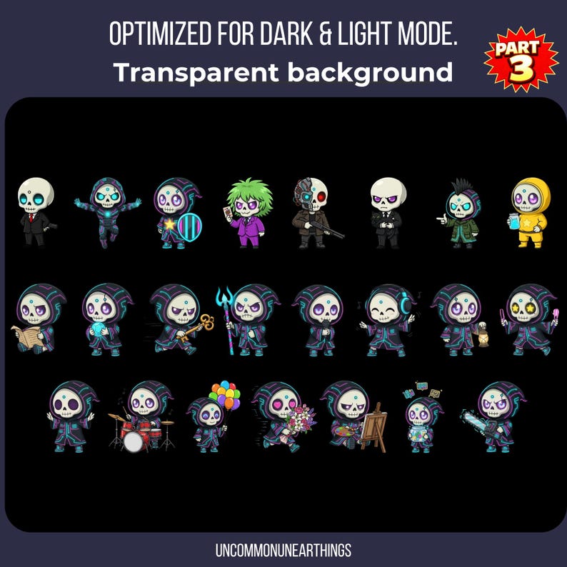 Cyber Gothic Grim Reaper Emotes | Mega Pack 100+ for Twitch Discord ...