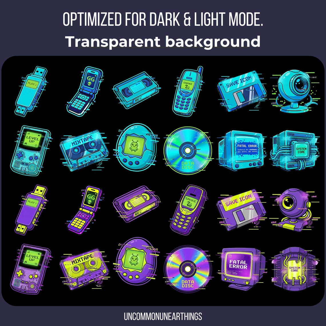 Y2K Glitch Streamer Emotes & Badges | Retro Tech Bundle 36 Pack | Pink ...