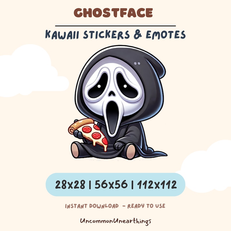 Kawaii Ghostface Emote Cute Ghost Stickers for Twitch, Discord, Youtube ...