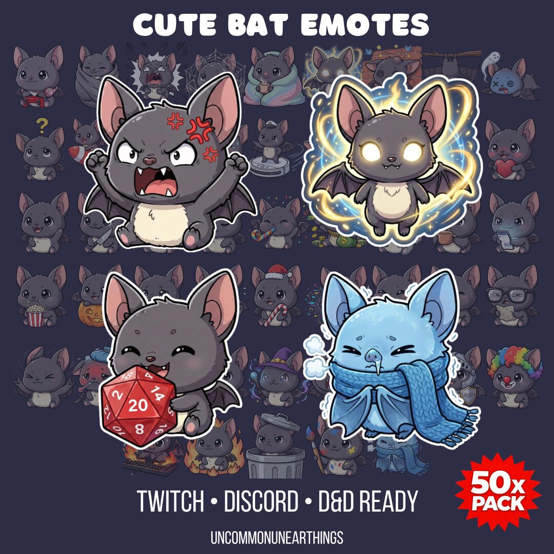 Bat Emotes Mega Pack | Twitch, Discord, Youtube (50x) Instant Download ...