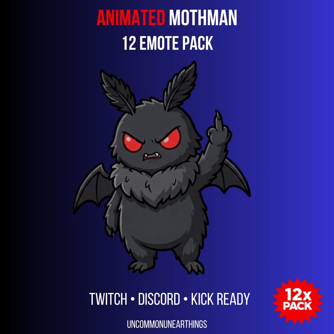 Mothman Animated Emote Pack for Twitch | Spooky Cute Cryptid Moth ...