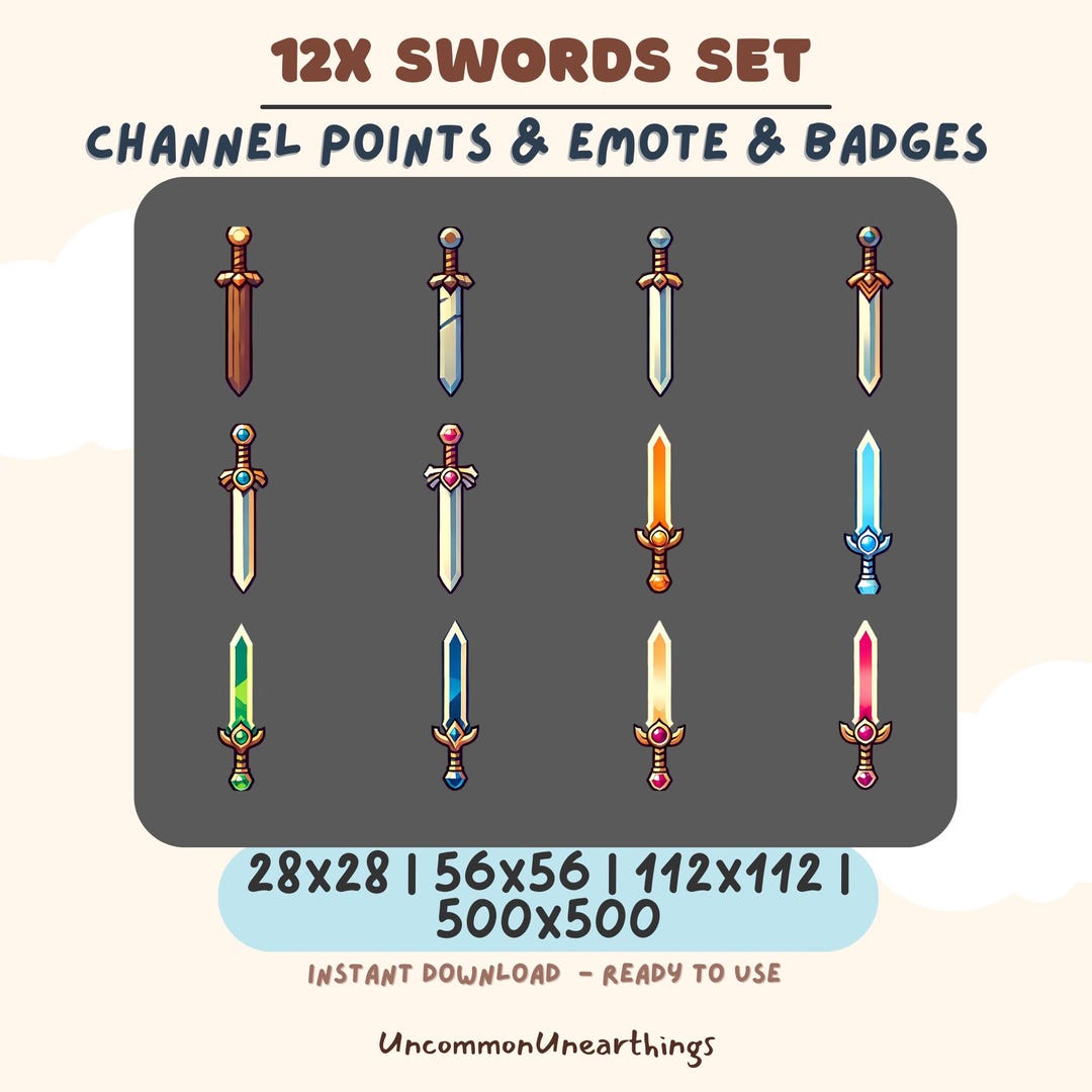12x Sword Emote Set | Gaming Channel Points & Badges for Twitch ...