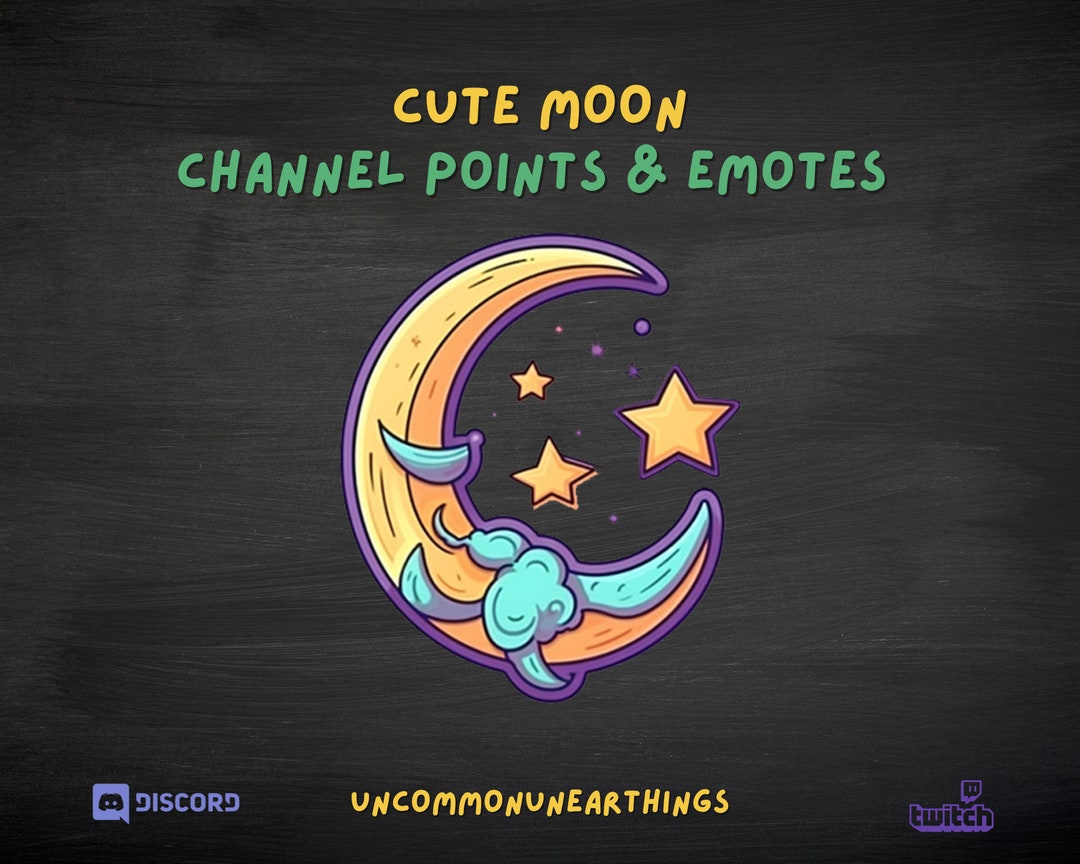 Adorable Cute Moon Channel Point Twitch Emote Perfect Twitch Channel ...
