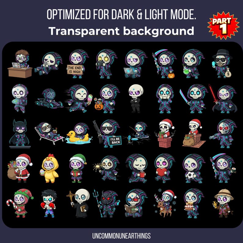 Cyber Gothic Grim Reaper Emotes | Mega Pack 100+ for Twitch Discord ...