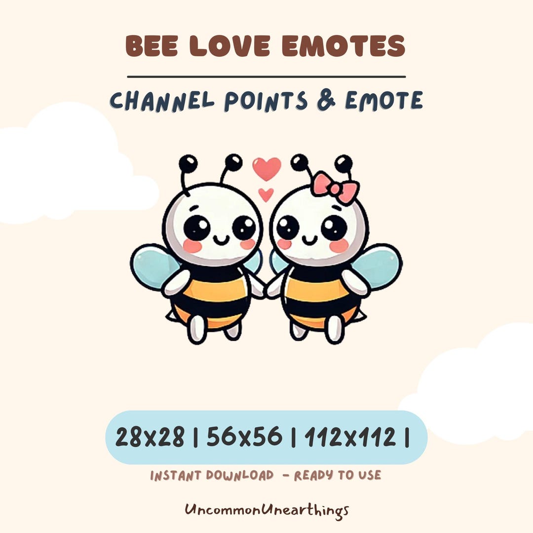 Bee Love Emotes Cute Kawaii Valentine Emoji Pack for Twitch & Discord ...